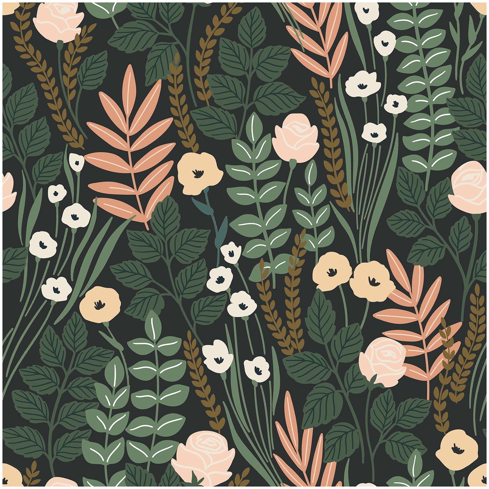 floral wallpaper green
