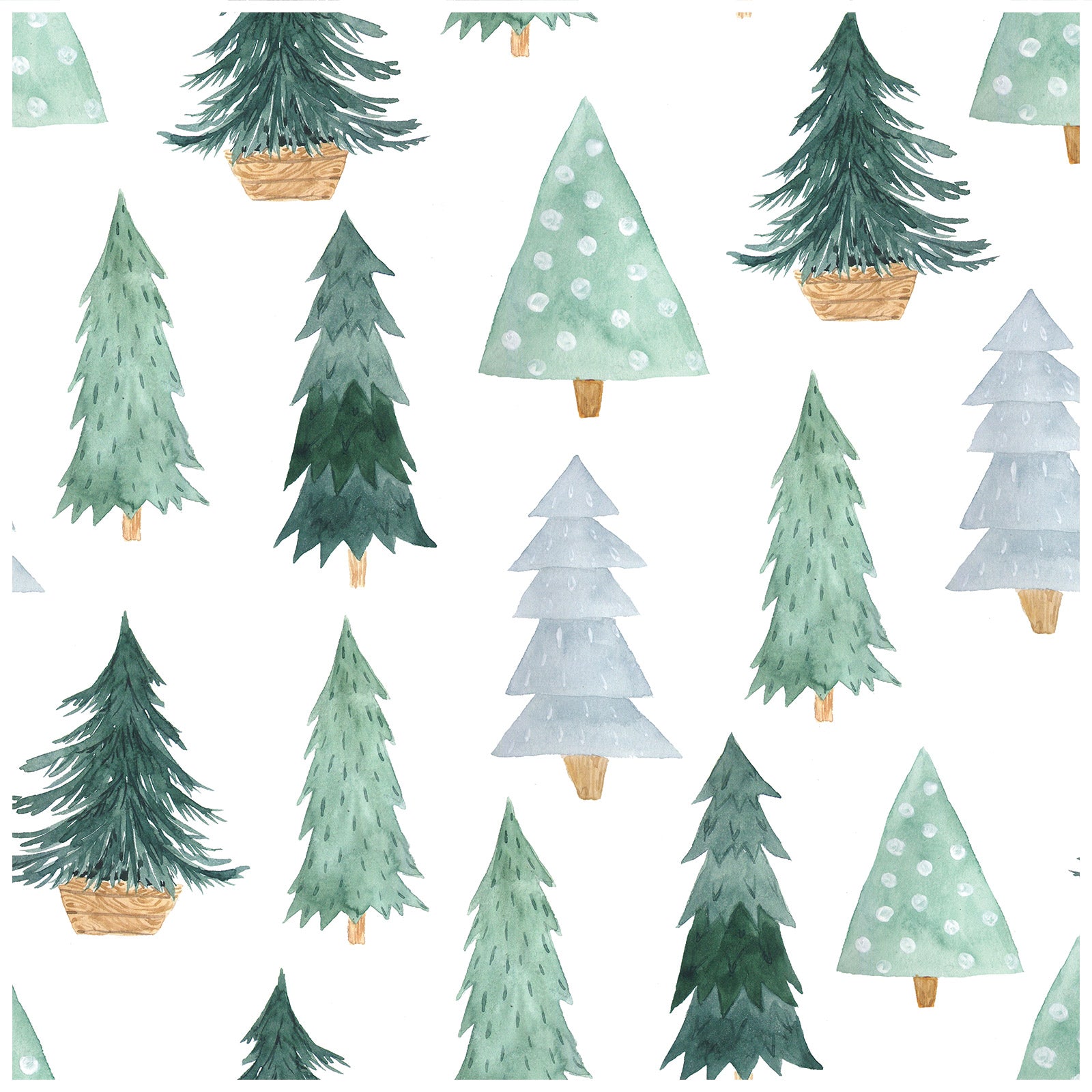 Watercolor Christmas Trees Wallpaper