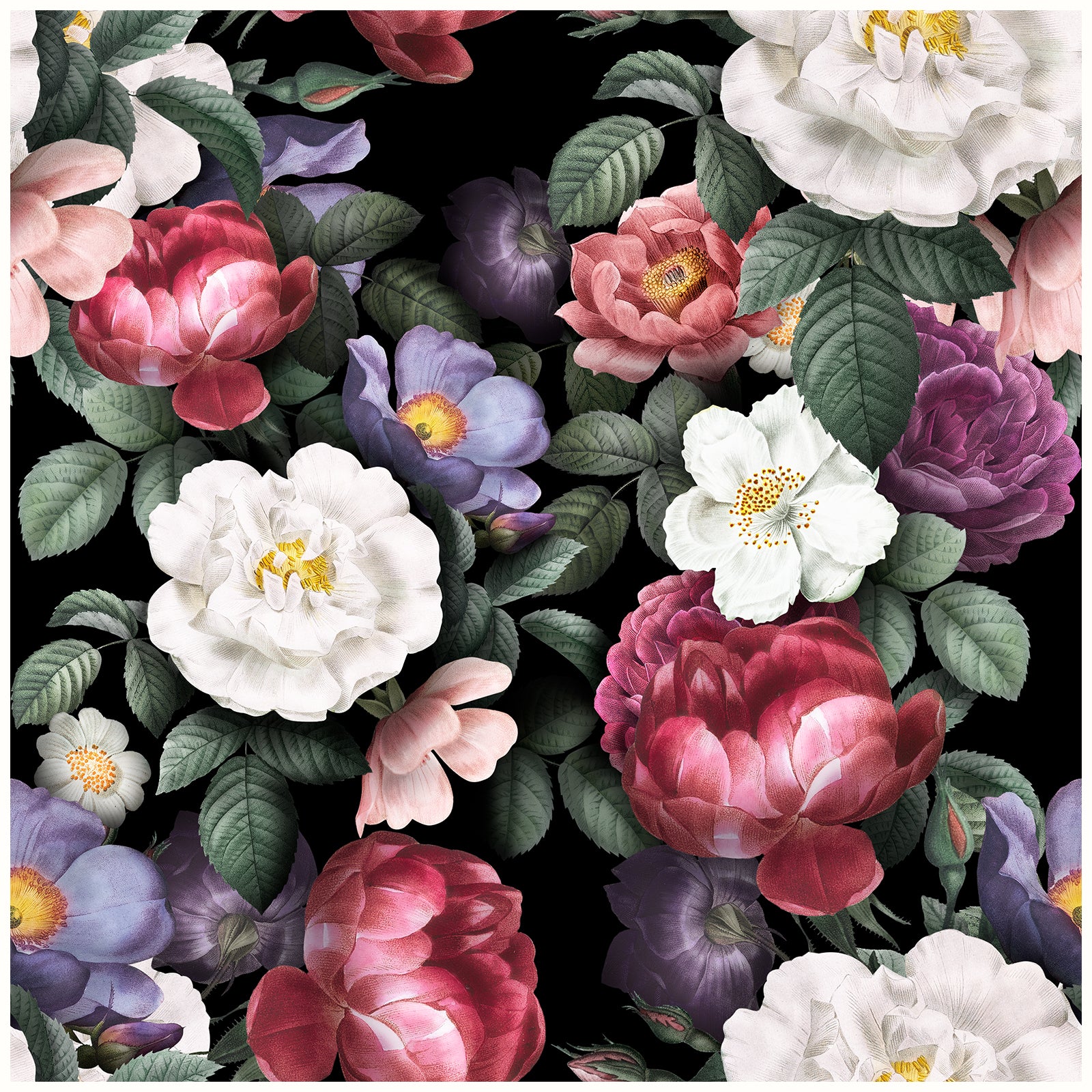 Bold Floral Wallpaper with Dark Background | Luxurious Home Decor