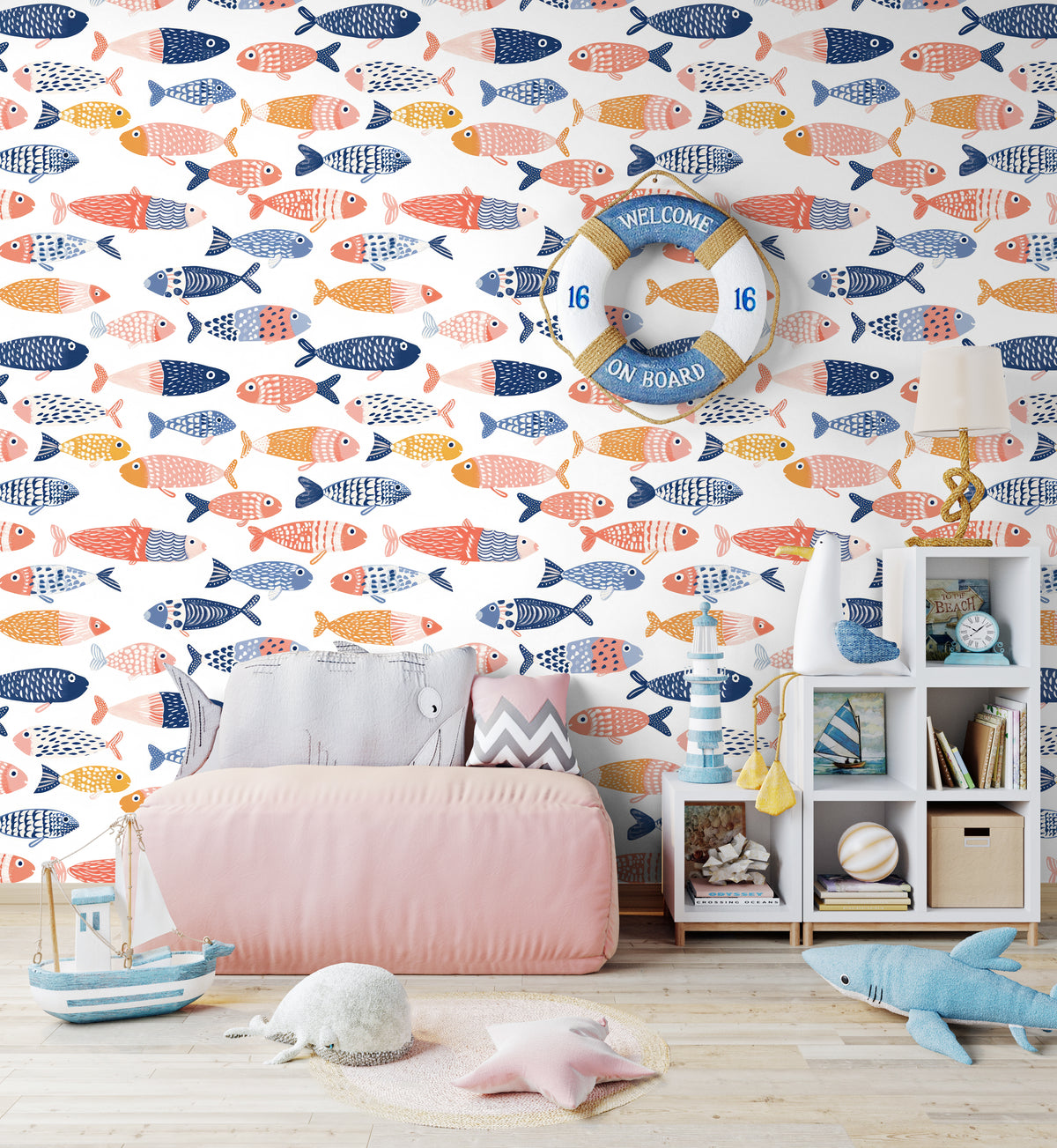 Nautical Fish Peel and Stick Wallpaper Ocean Theme