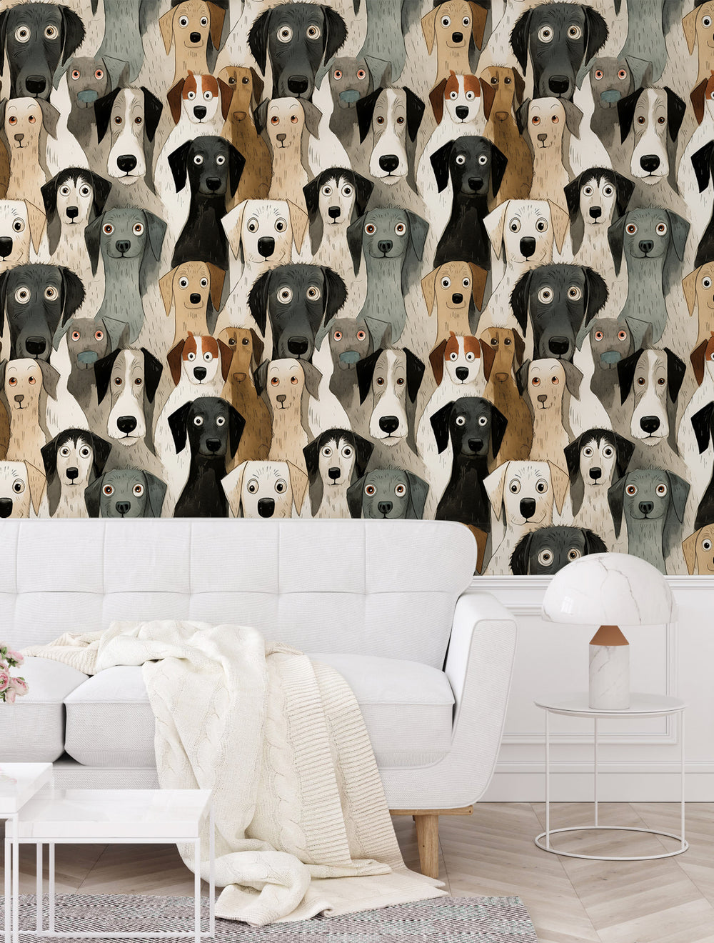 Quirky Dog Faces Wallpaper | Playful Animal Decor