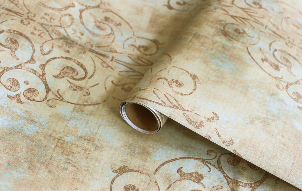 Vintage French Antique Scroll Damask Wallpaper