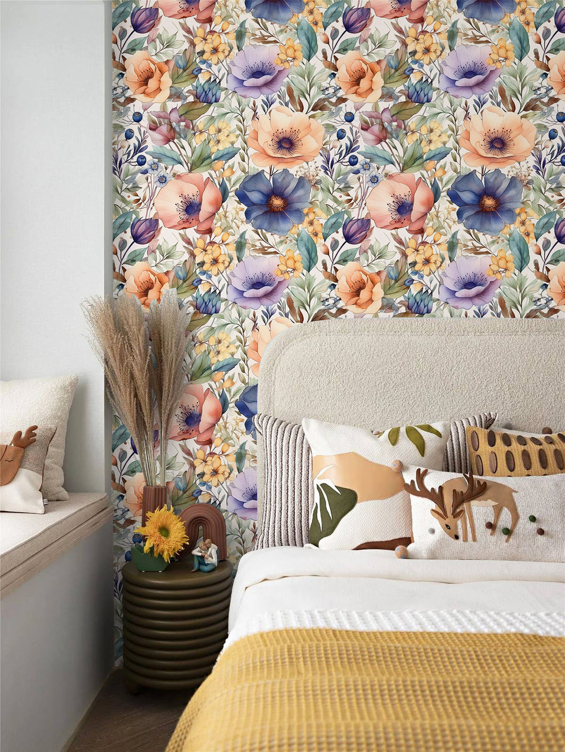 Colorful Watercolor Floral Wallpaper | Elegant Home Decor