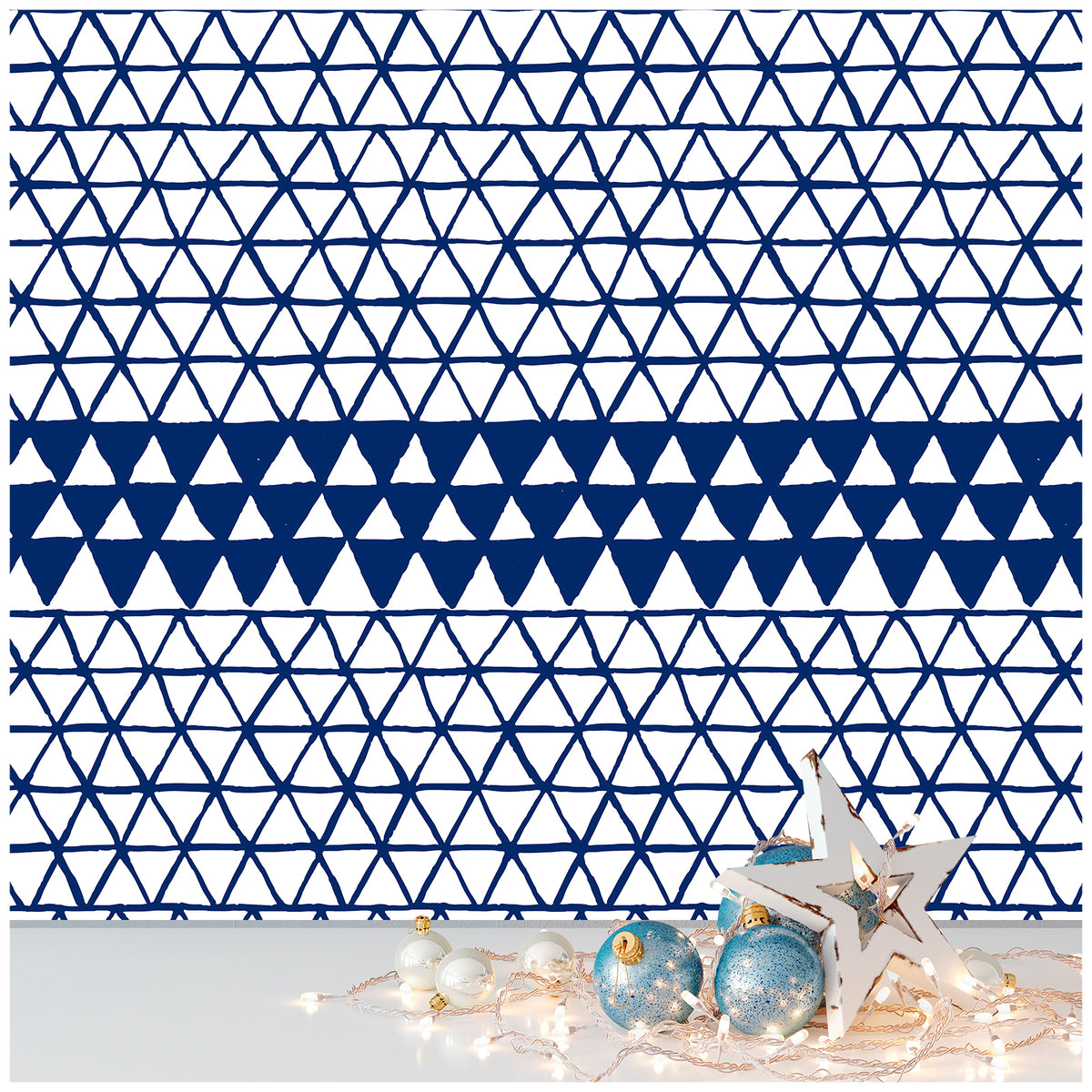 Blue and White Geometric Triangle Wallpaper | Minimalist Modern Wallpaper