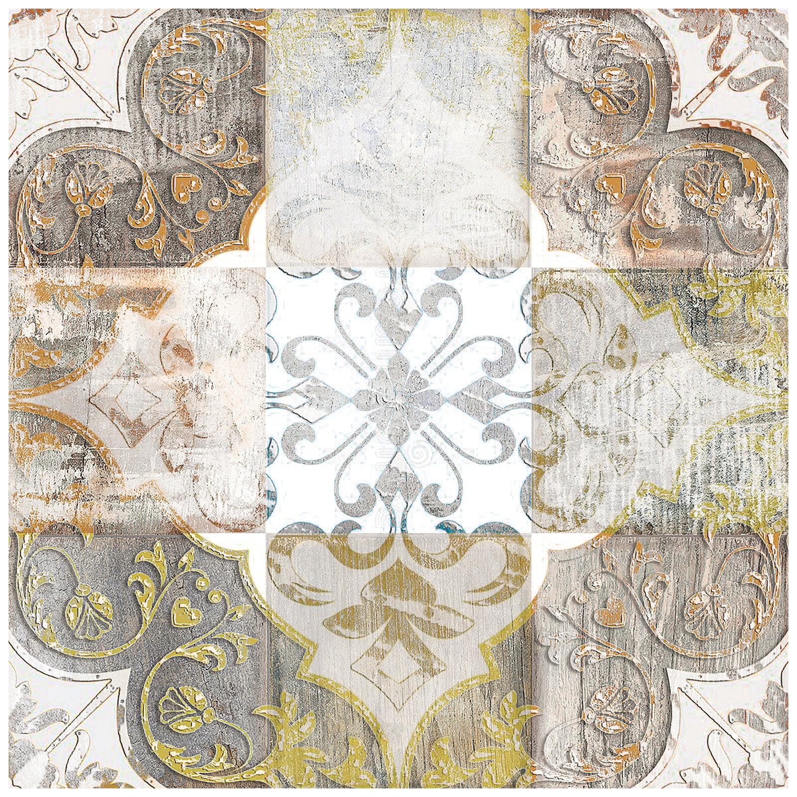 Vintage Tile Pattern Wallpaper | Mediterranean Style Design