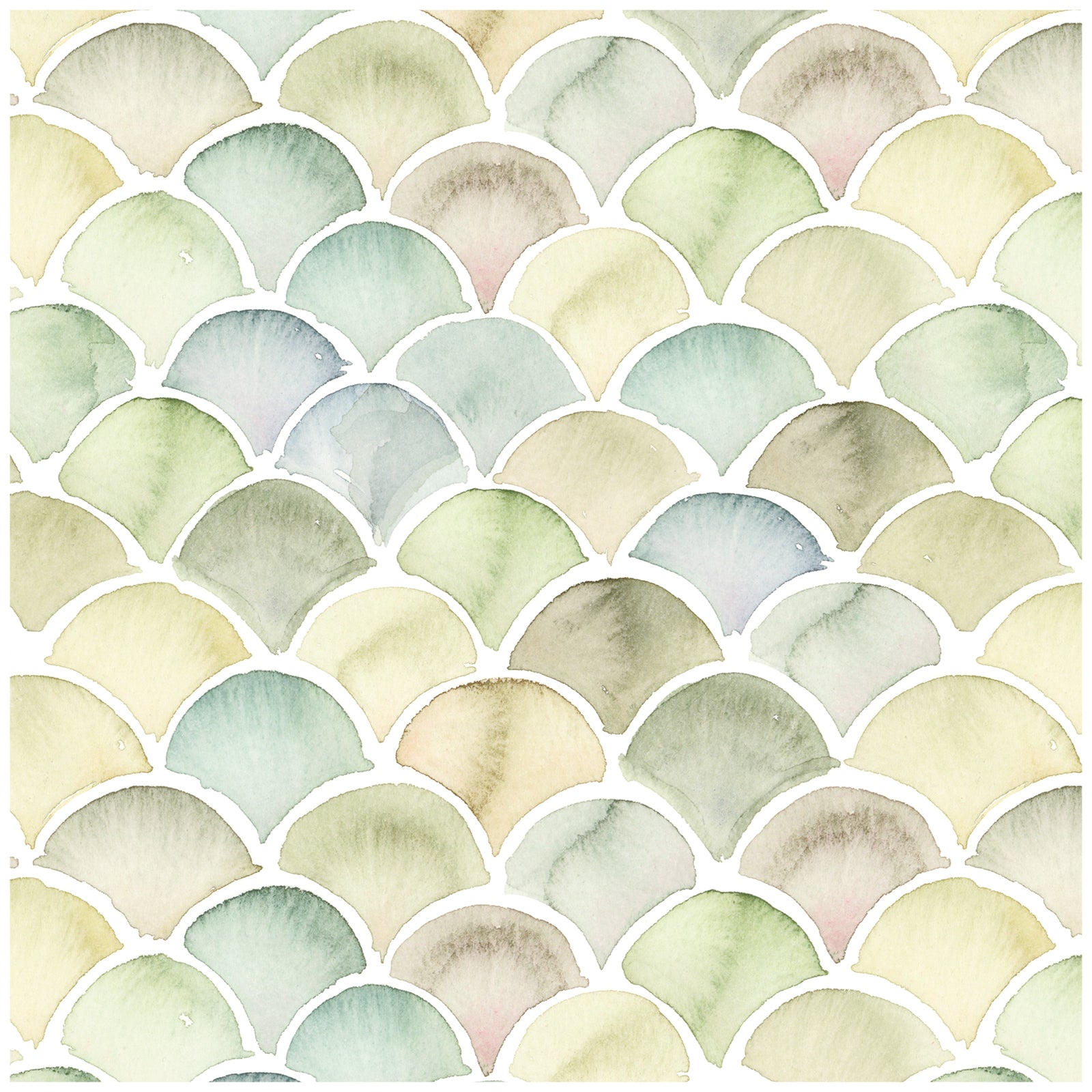 Pastel Watercolor Scallop Pattern Wallpaper | Soft Artistic Wallpaper