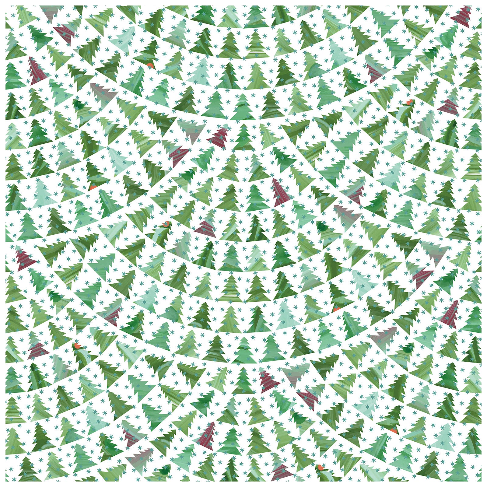 Colorful Pine Tree and Snowflake Pattern Wallpaper