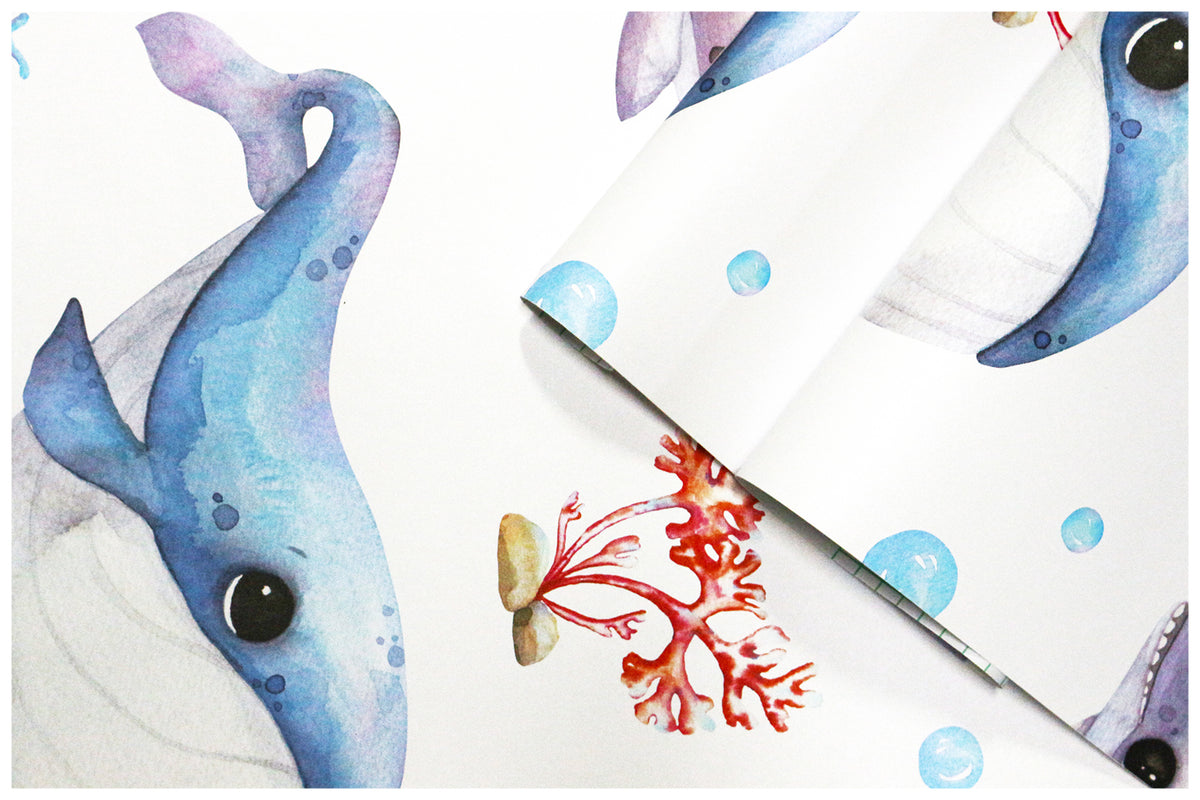 Cute Whale Wallpaper – Adorable Underwater Scene with Whales and Coral