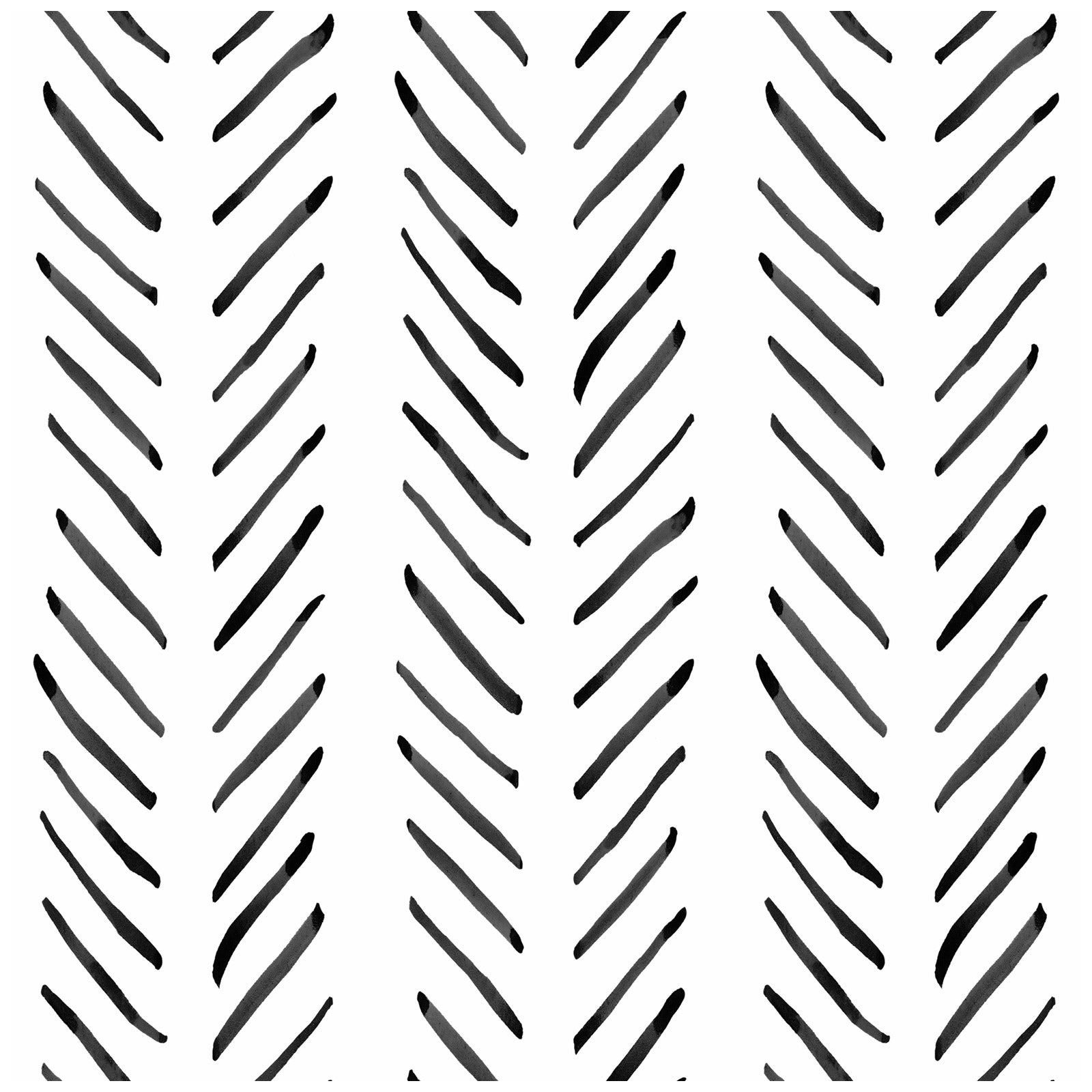 Hand-Drawn Black Chevron Stripes on White Background