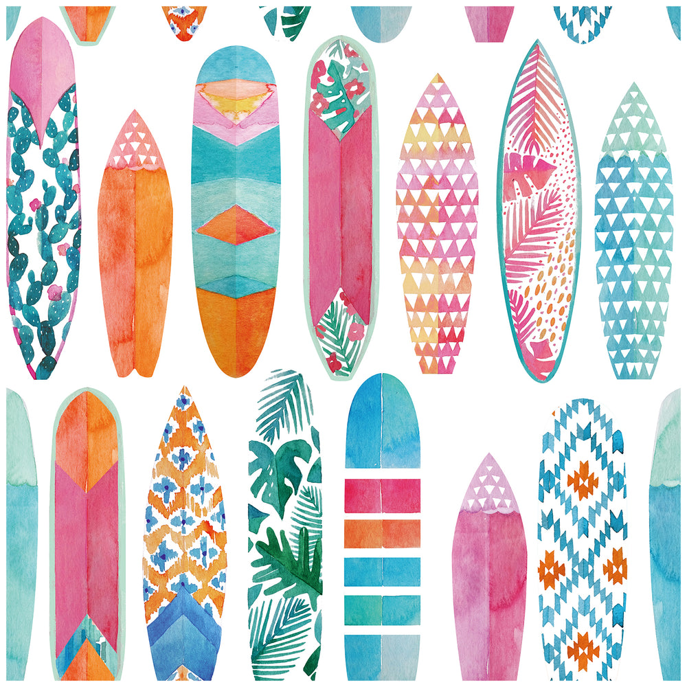 Colorful Surfboard Wallpaper | Watercolor Surf-Themed Wallpaper