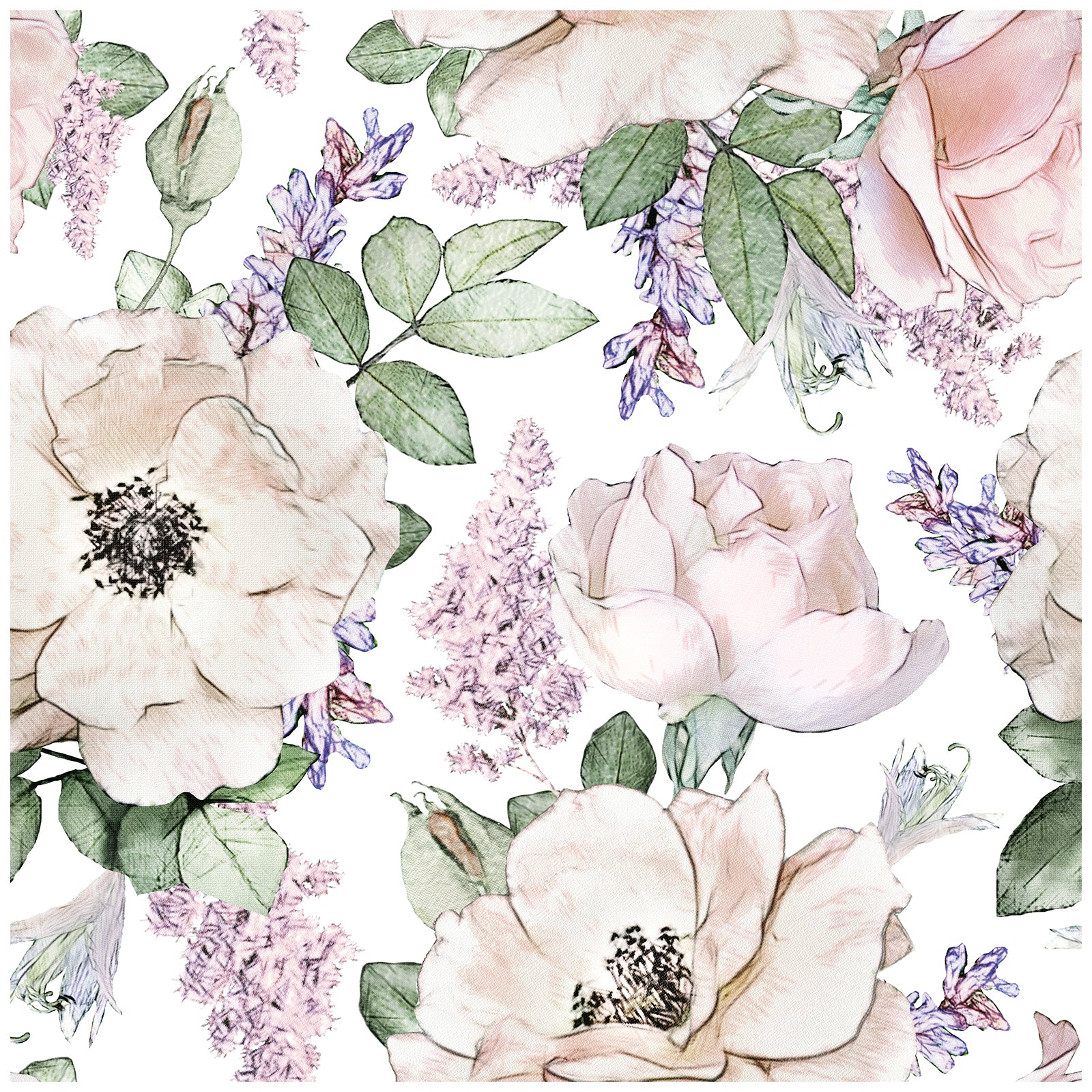 Elegant Rose Pattern Vintage Pink and Grey Floral Wallpaper