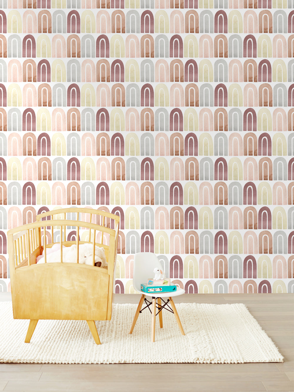 Neutral Tone Watercolor Arch Pattern Wallpaper
