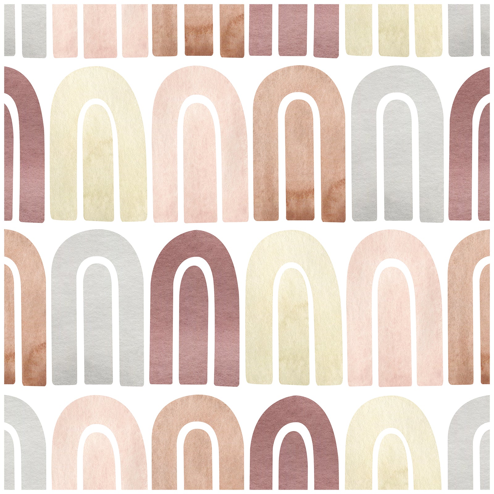 Neutral Tone Watercolor Arch Pattern Wallpaper
