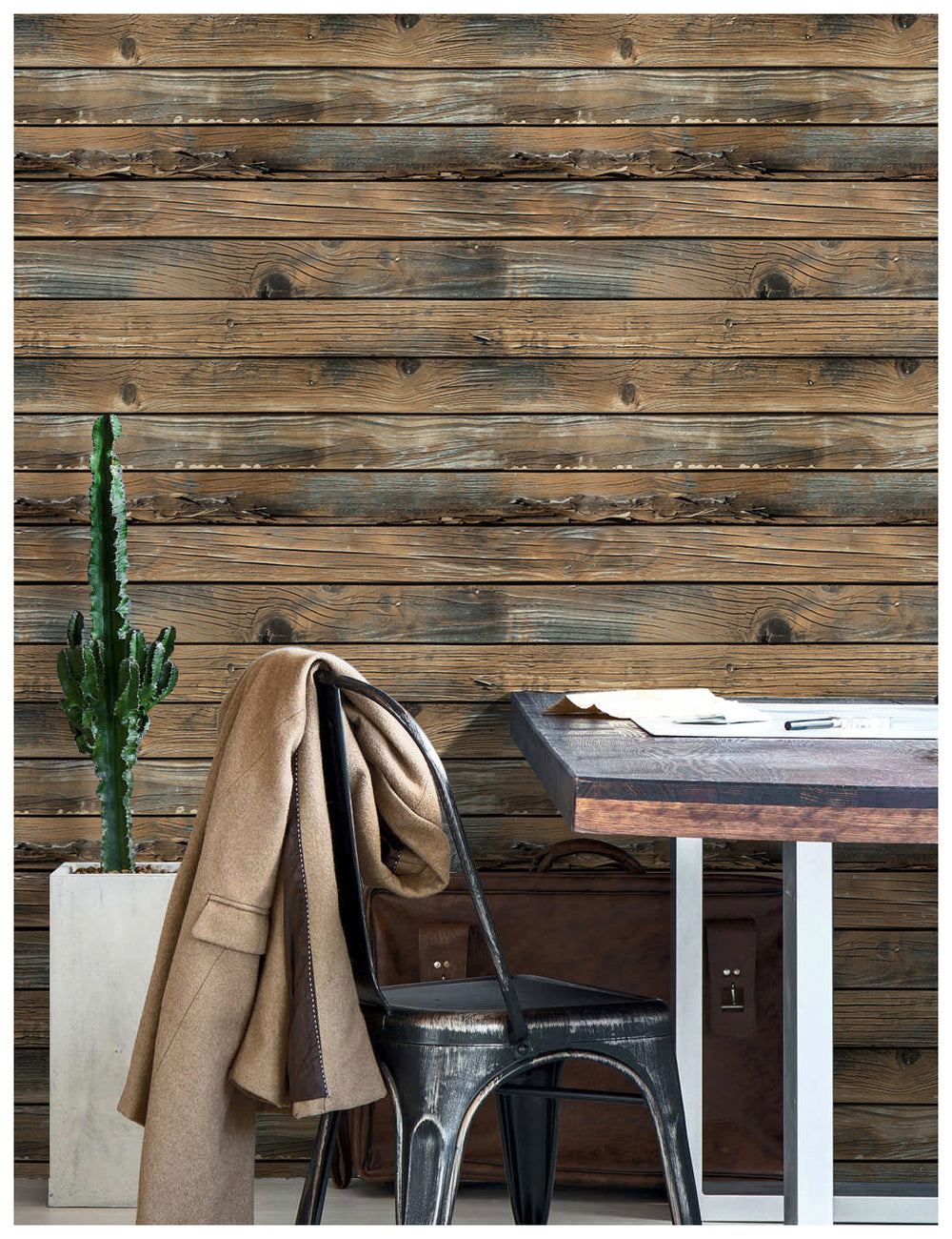 Vintage Rustic Faux Wood Plank Wallpaper | Realistic Wood Texture Wallpaper